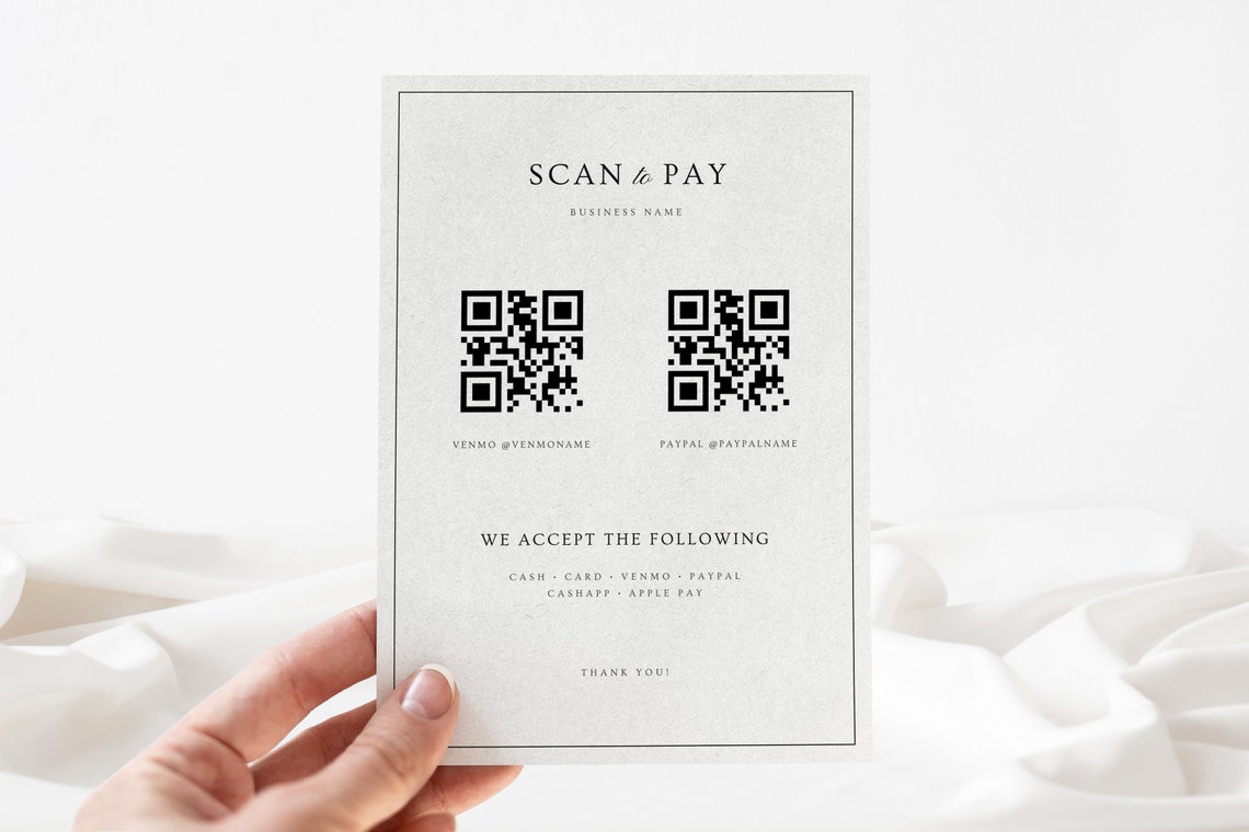Scan to Pay Template, Scan to Pay Printable, Scan to Pay Sign, Canva QR ...