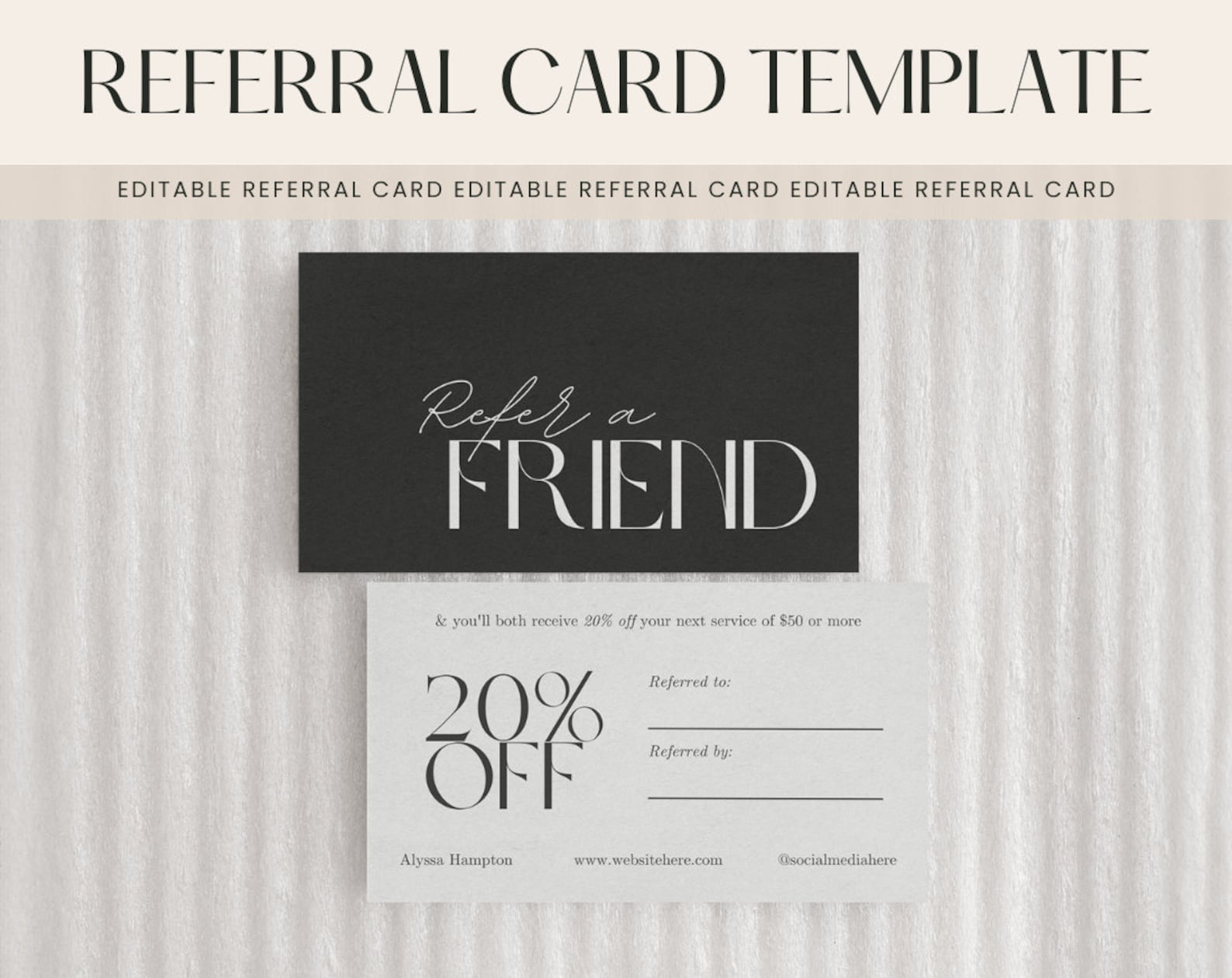 Editable Referral Card Template, Printable Refer a Friend Card, Digital ...