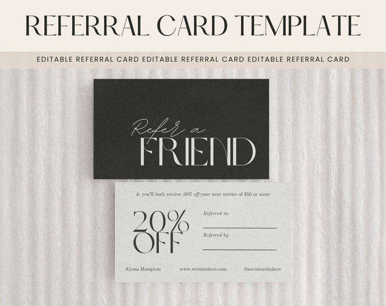 Editable Referral Card Template, Printable Refer a Friend Card, Digital ...
