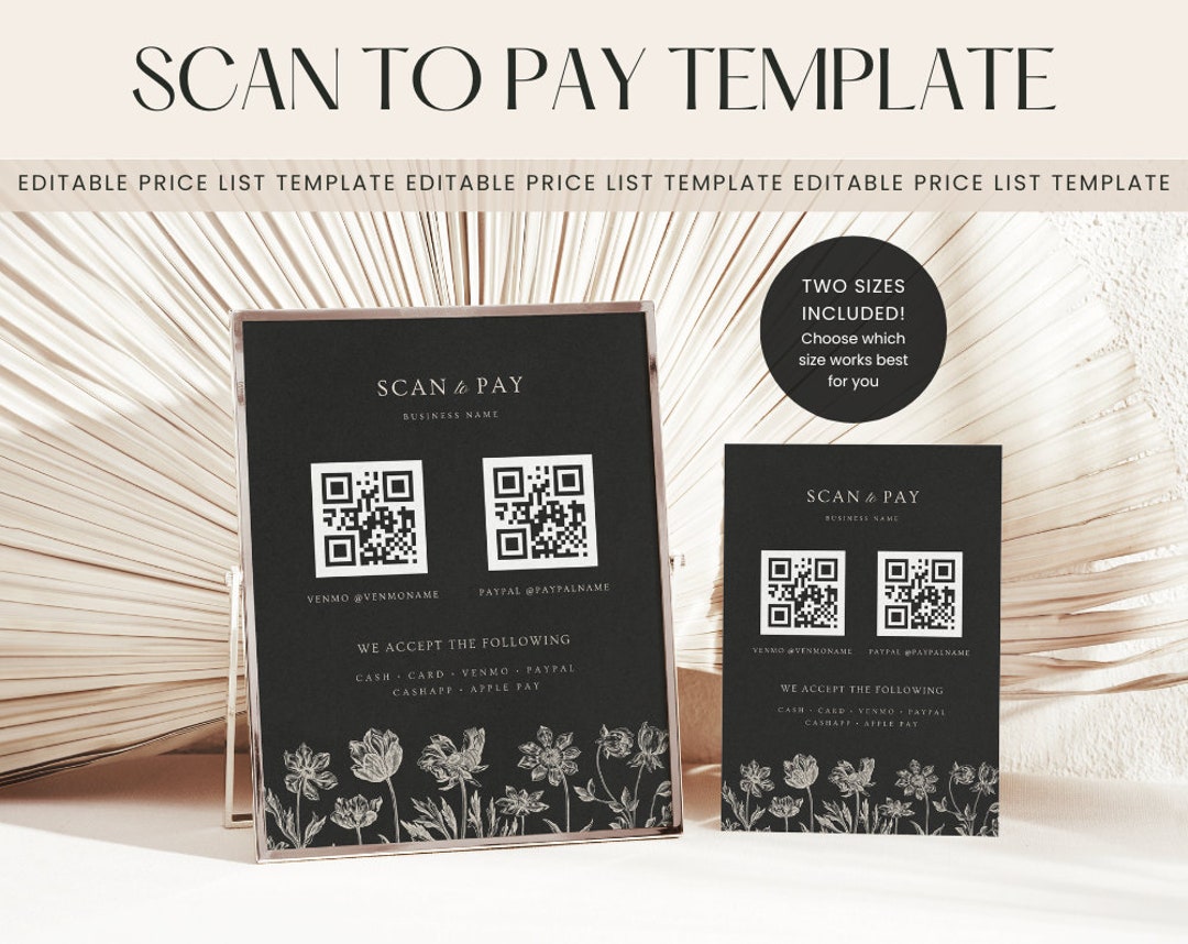 Scan to Pay Template Scan to Pay Printable Scan to Pay Sign - Etsy