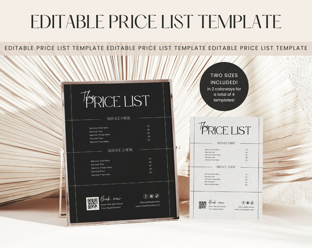 Price List Template Editable, Price List Flyer, Price List Salon, Price ...