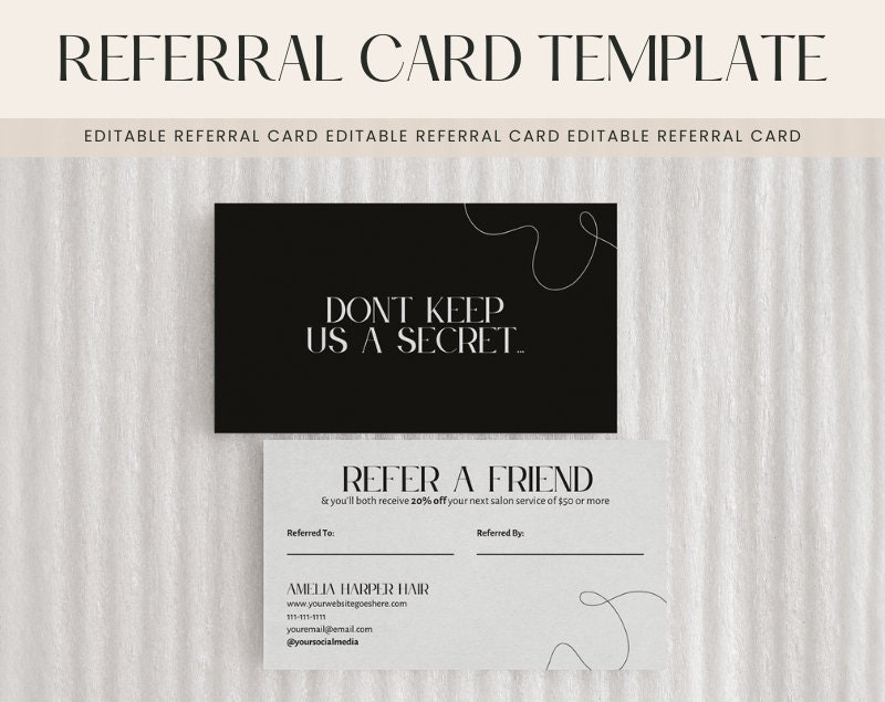 Editable Referral Card Template, Printable Refer a Friend Template ...