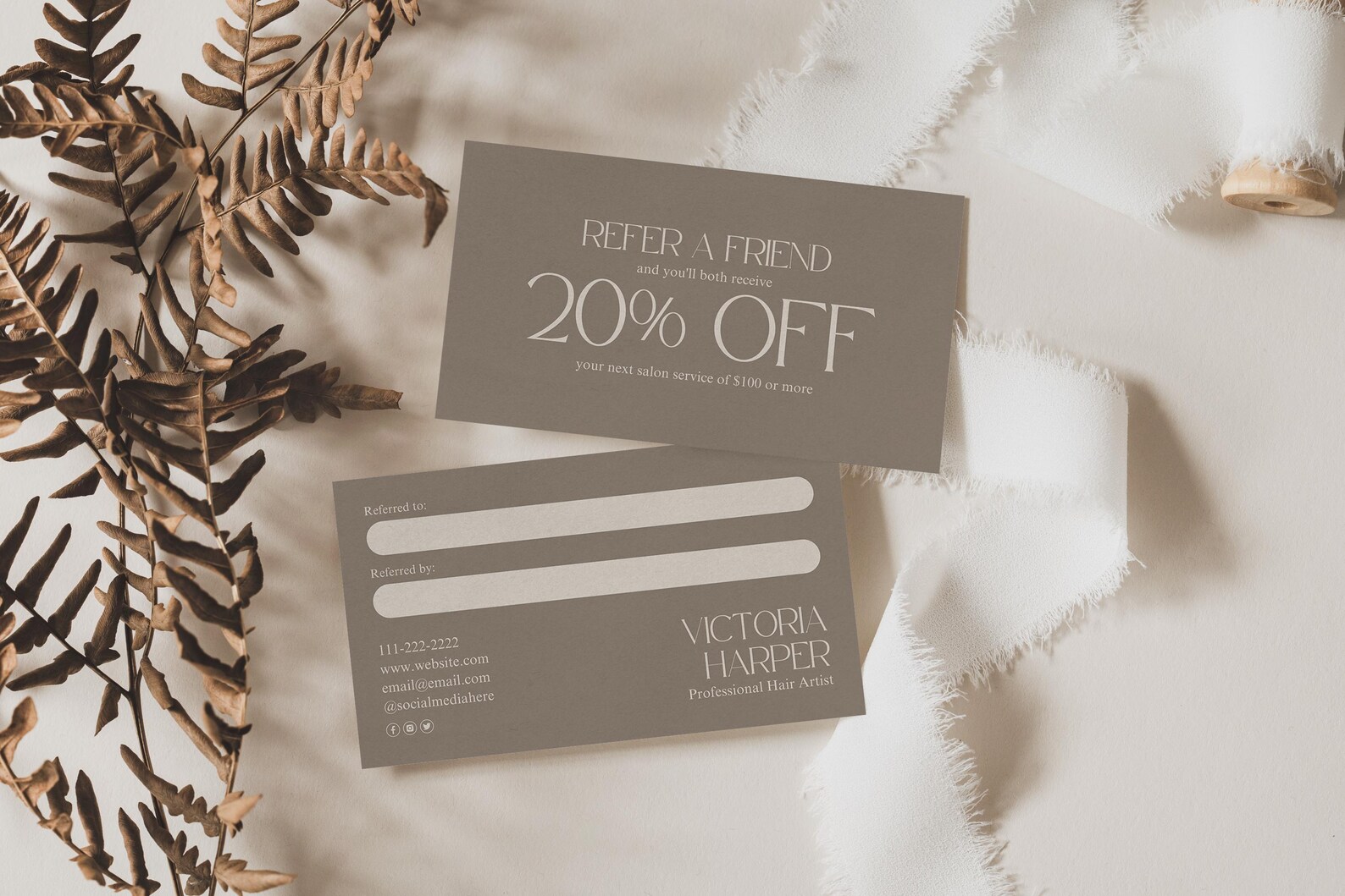 Editable Referral Card Template: Printable 'refer a Friend' (2x3.5 ...