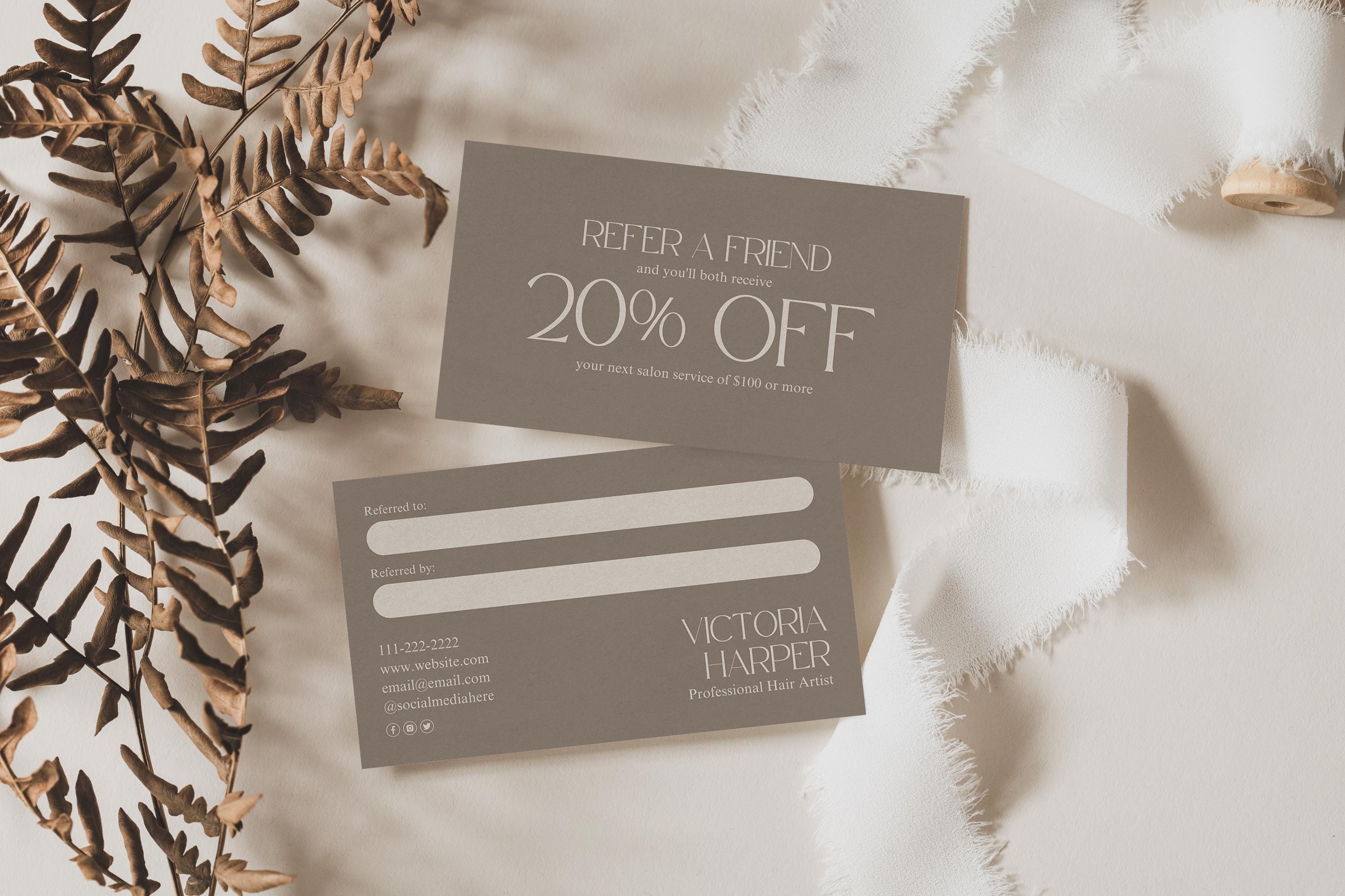 Editable Referral Card Template: Printable 'refer a Friend' (2x3.5 ...