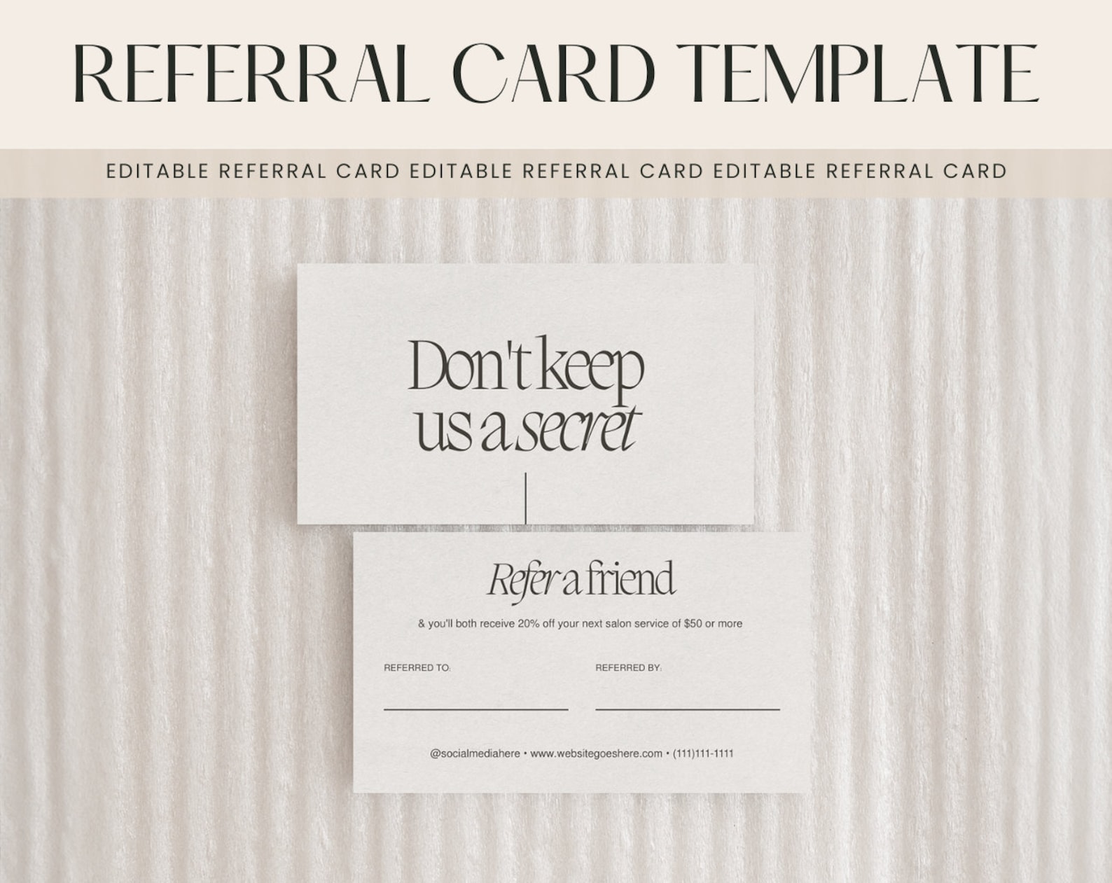 Editable Referral Card Template, Printable Refer a Friend Template ...