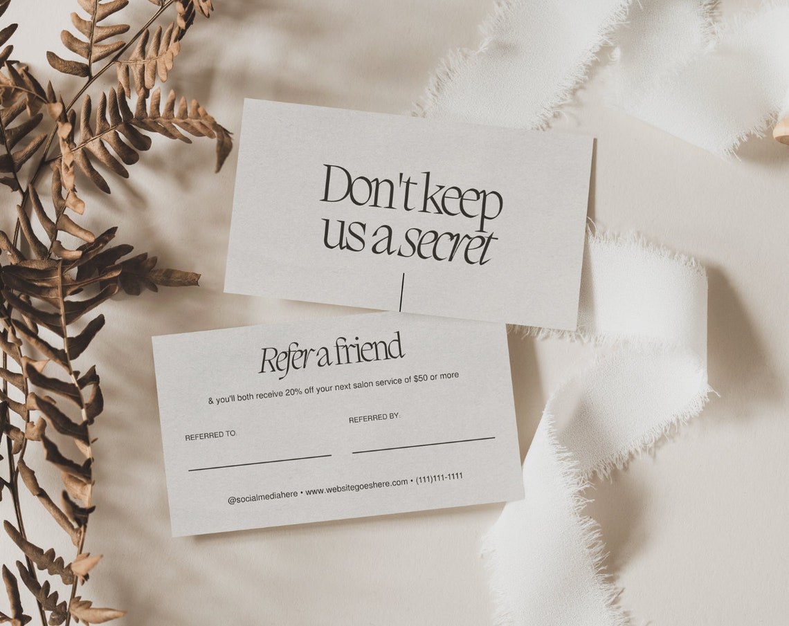 Editable Referral Card Template, Printable Refer a Friend Template ...