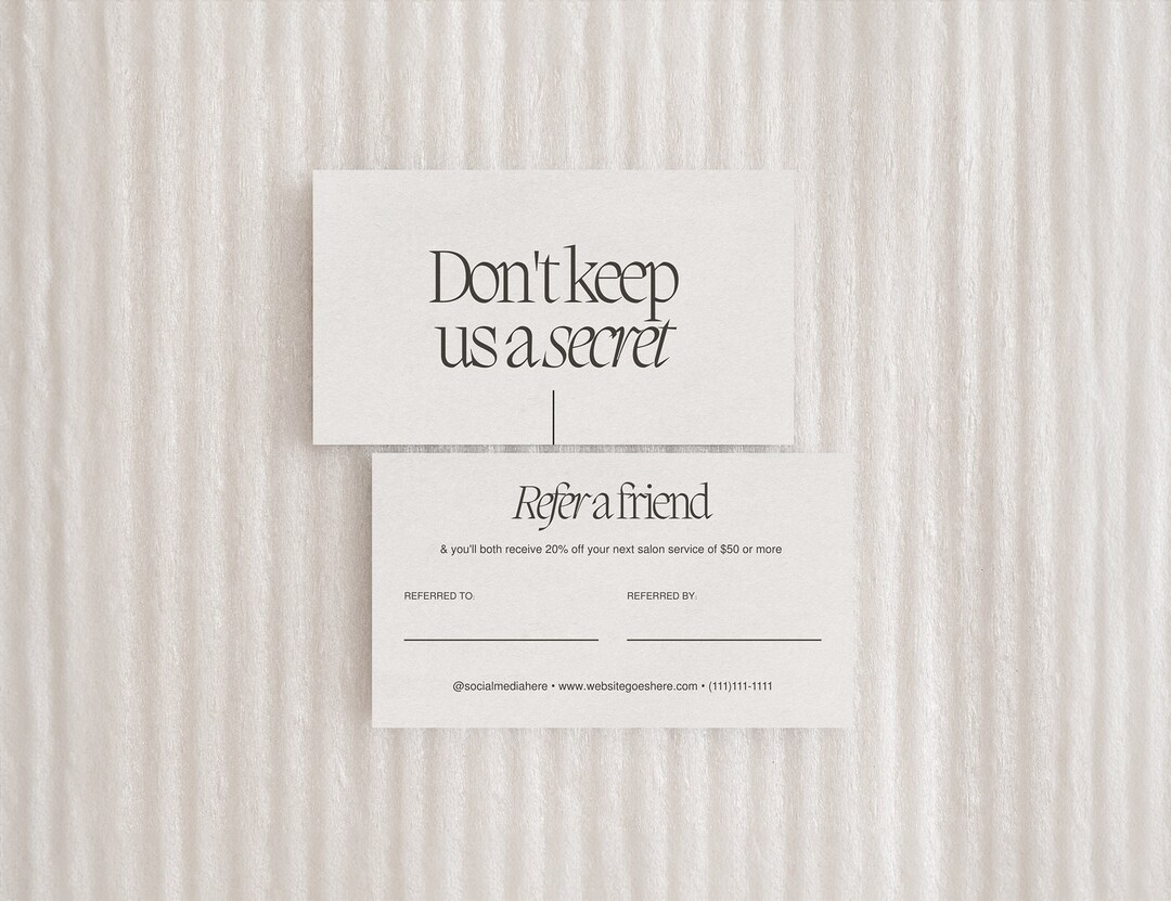 Editable Referral Card Template Printable Refer a Friend - Etsy