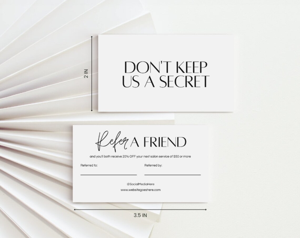Editable Referral Card Template, Printable Refer a Friend Template ...