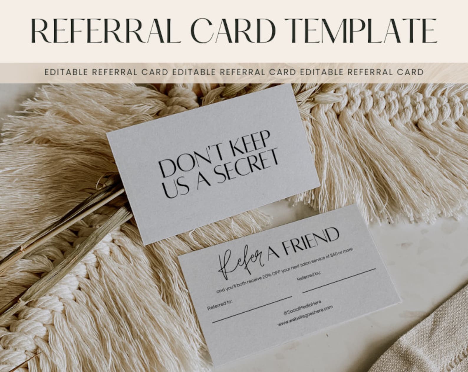 Editable Referral Card Template, Printable Refer a Friend Template ...