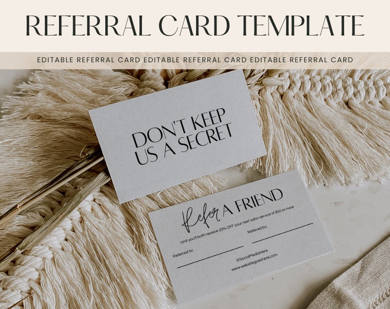 Editable Referral Card Template, Printable Refer a Friend Template ...
