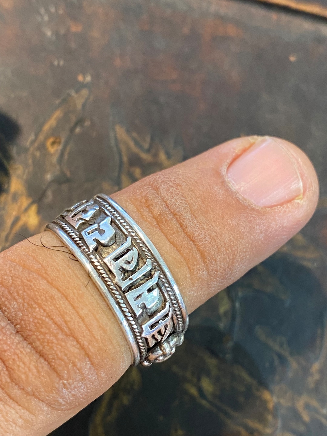 Buddha Mantra Ring , Om Mani Padme Hung , Sterling Silver, Master Handcrafted,adjustable - Etsy