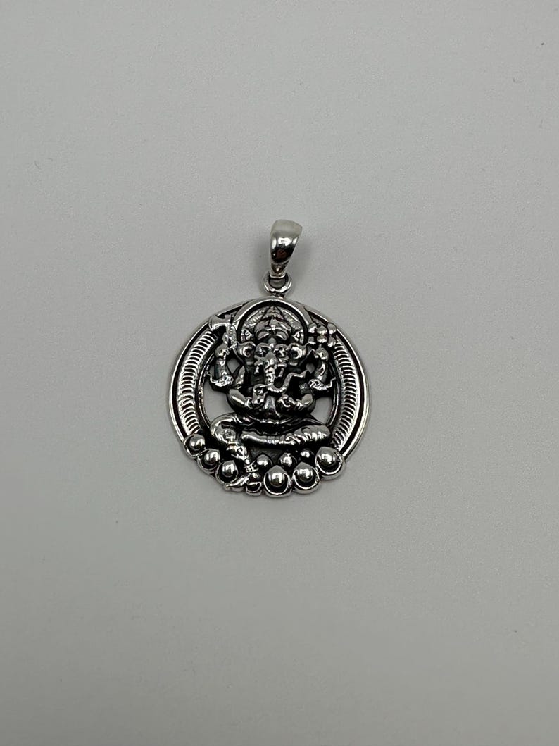 Sterling Silver Ganesh Pendant: Carved Amulet Charm - Etsy