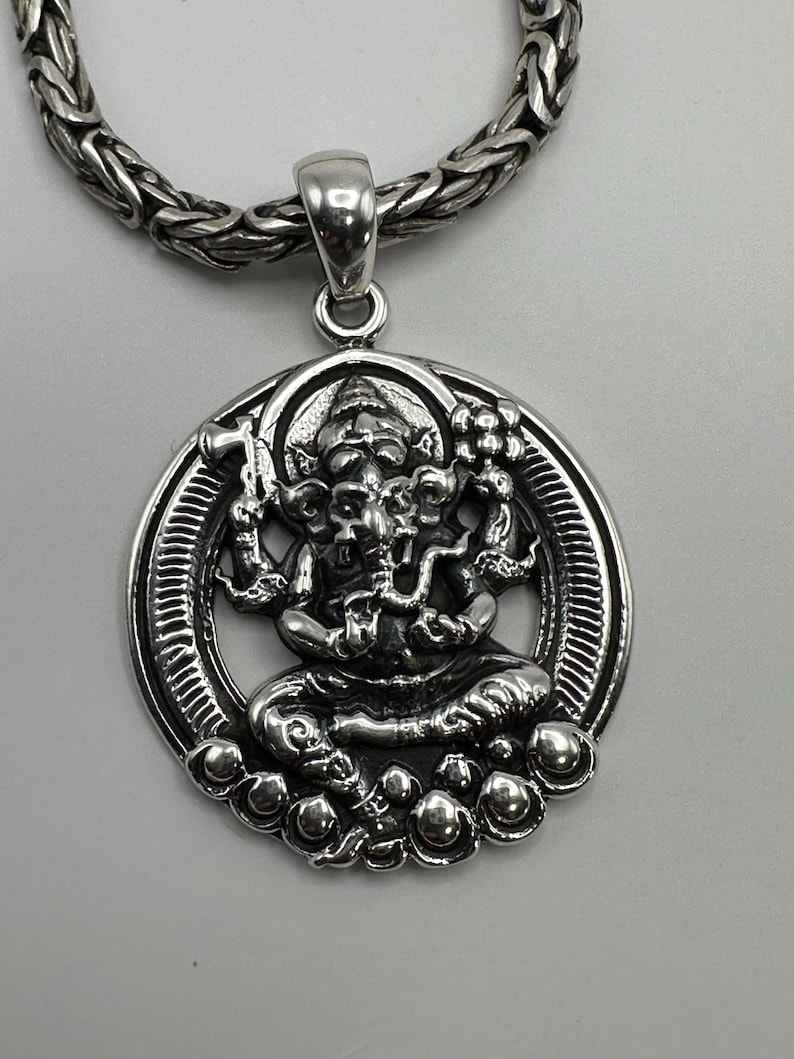 Sterling Silver Ganesh Pendant: Carved Amulet Charm - Etsy