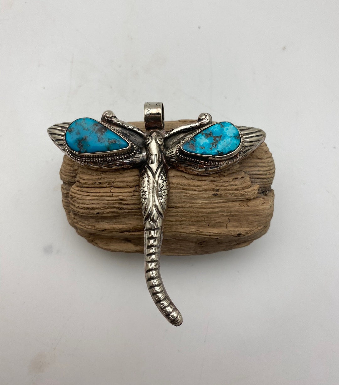 Dragonfly, Handcrafted,tibetan Silver,turquoise Pendant,ethnic ...
