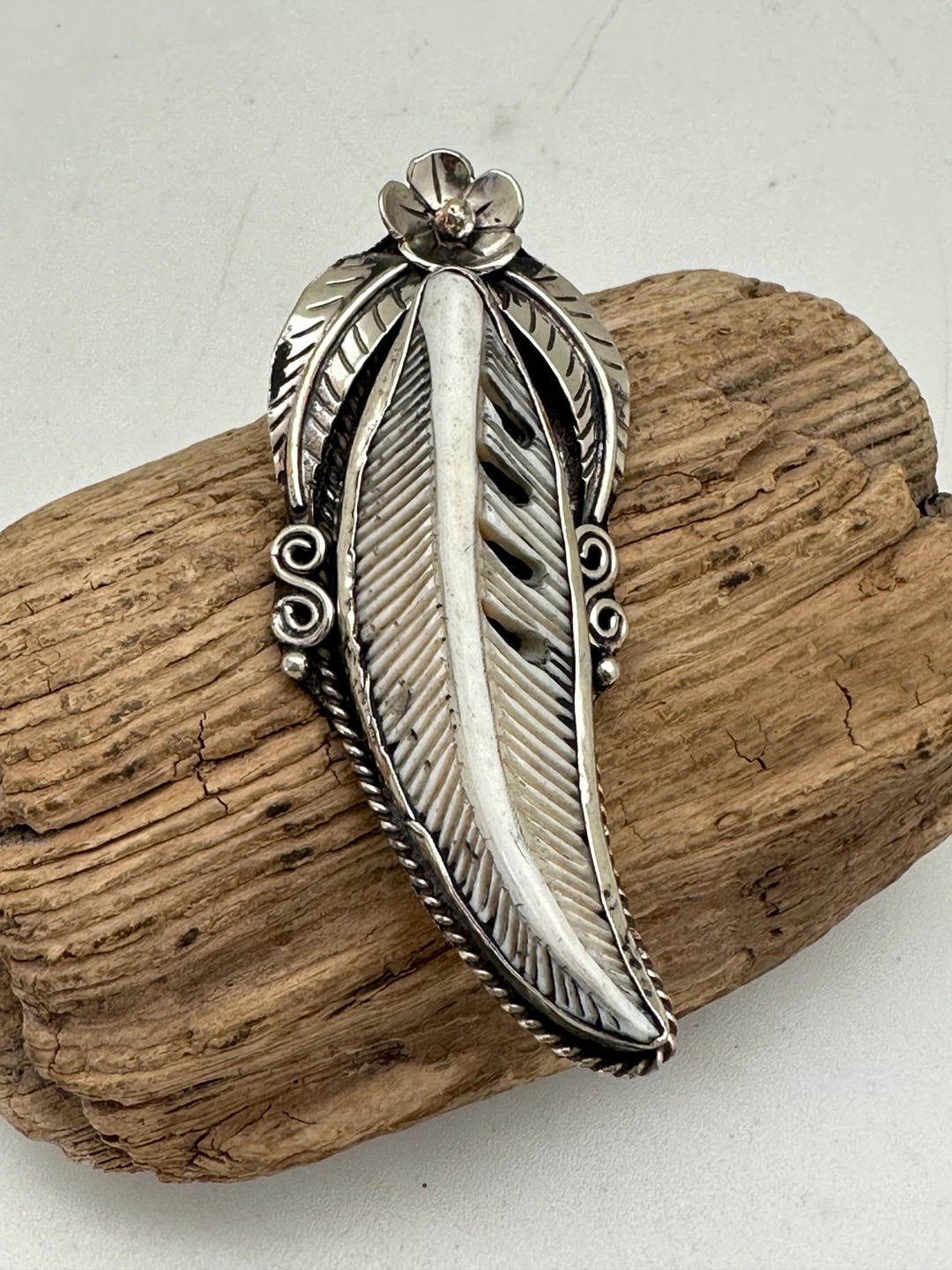 Yak Bone Feather Pendant, Master Handcrafted With Coin Silver - Etsy