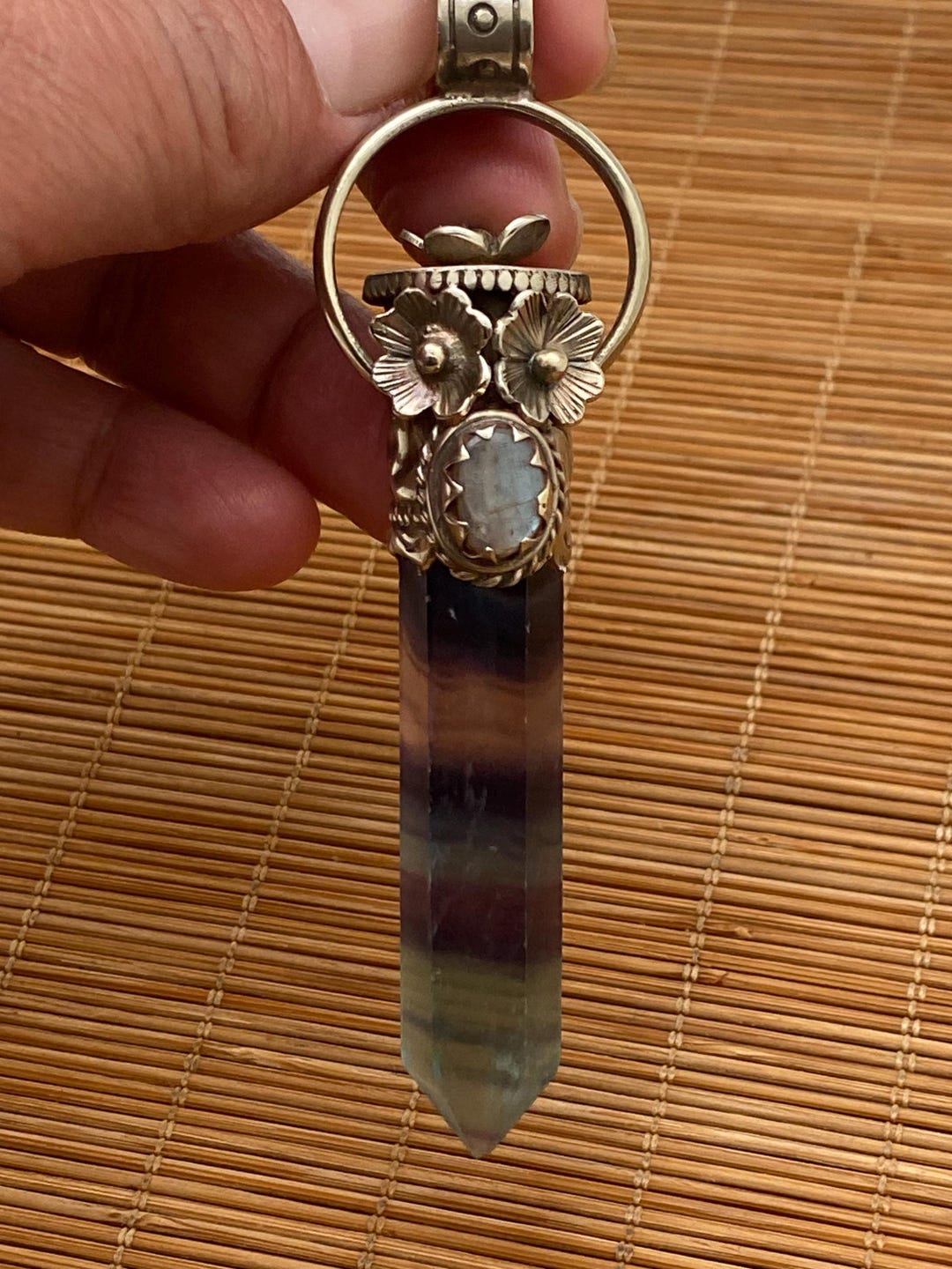 Fluorite Point Pendant, Healing Sone, Set With Labradorite,tibetan ...