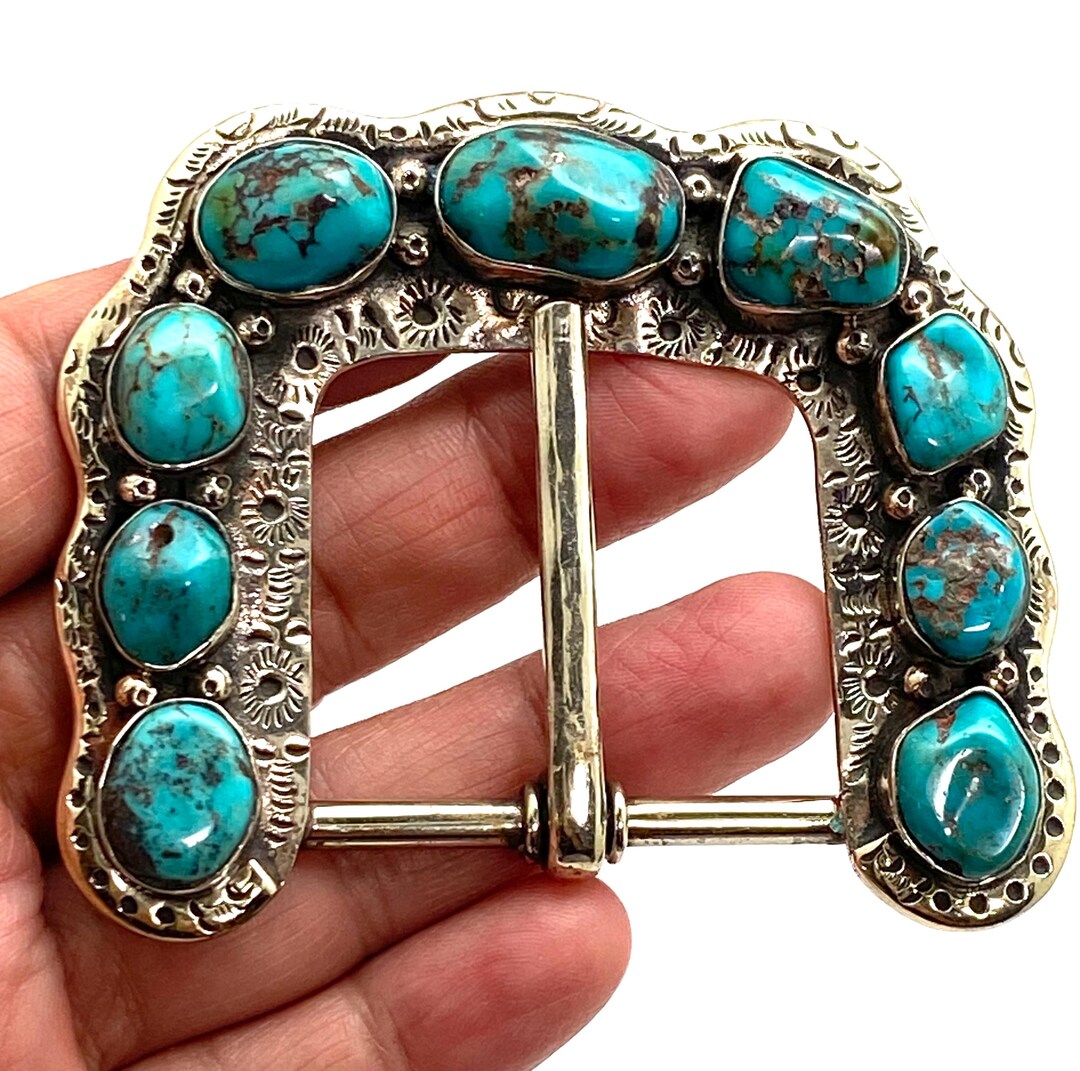 Belt Buckle, Handcrafted, Tibetan Silver,turquoise, Ethnic Design ...