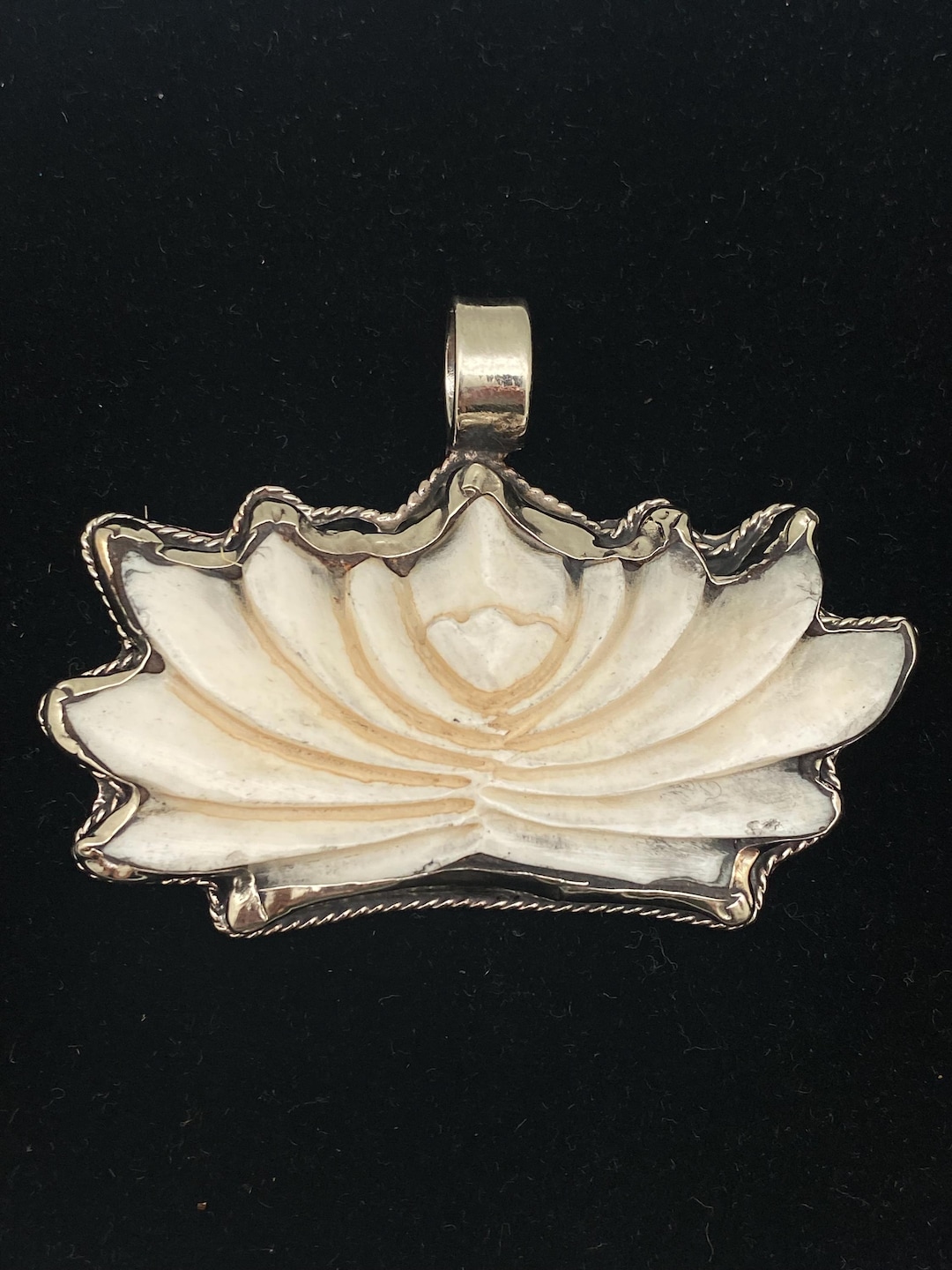Lotus Pendant,bone Carved Lotus, Flower Pendant, Floral Design, Ethnic ...