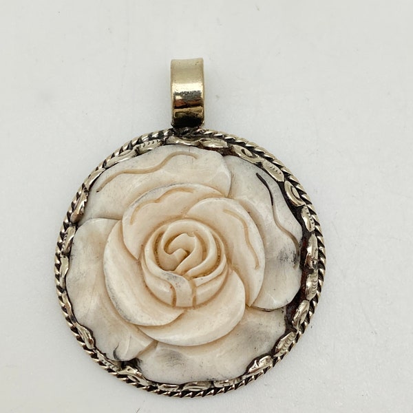 Carved Rose Pendant - Etsy