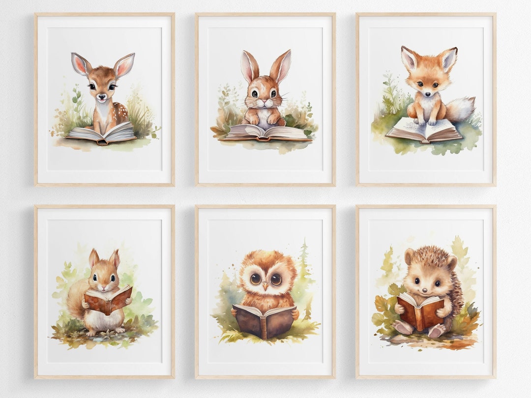 Woodland Animal Readers, Set of 6 | Woodland Animal Nursery Art ...