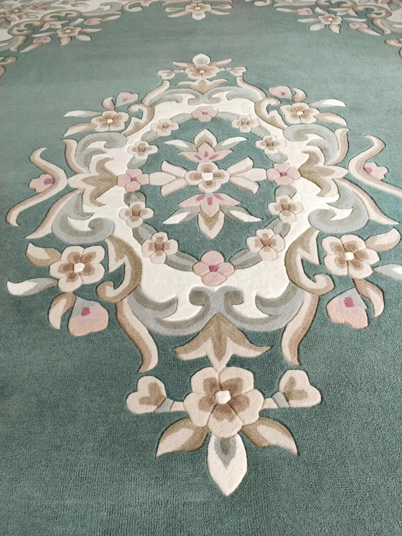 Abushan Floral Rugs Hand Tufted Area Rugs 100% Wool Carving Floring Rug ...