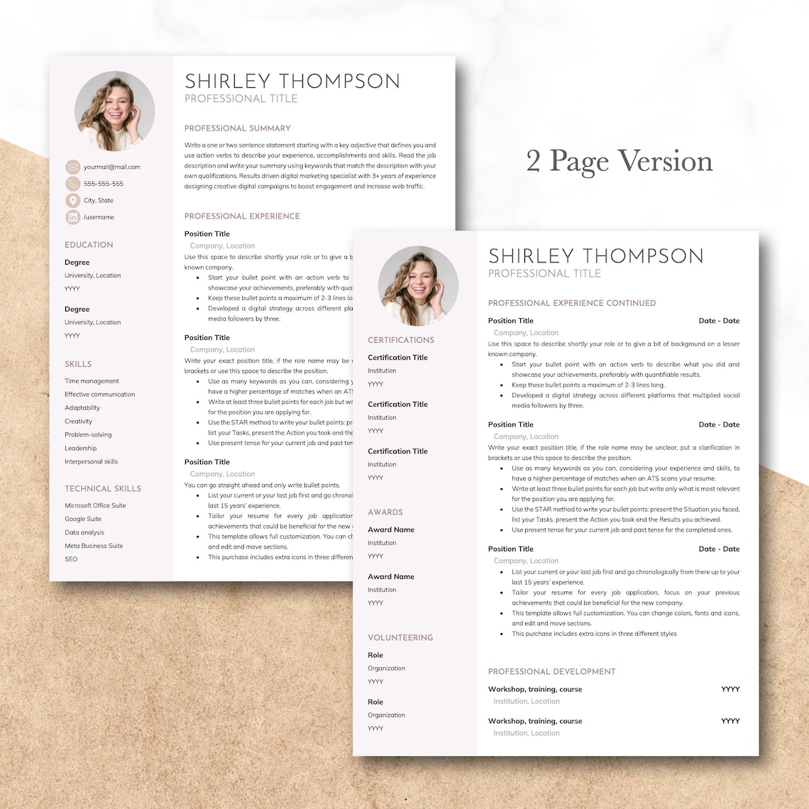 Modern Resume Template With Photo for Google Docs, Word & Pages, Resume ...