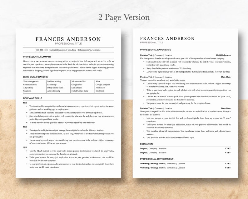 Functional Resume Template for Google Docs, Word & Pages, Resume and ...