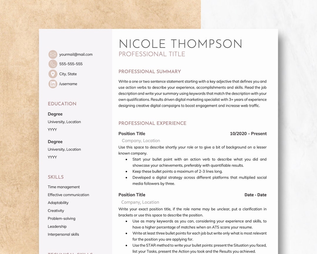 Modern Resume Template for Google Docs, Word & Pages, Resume and Cover ...