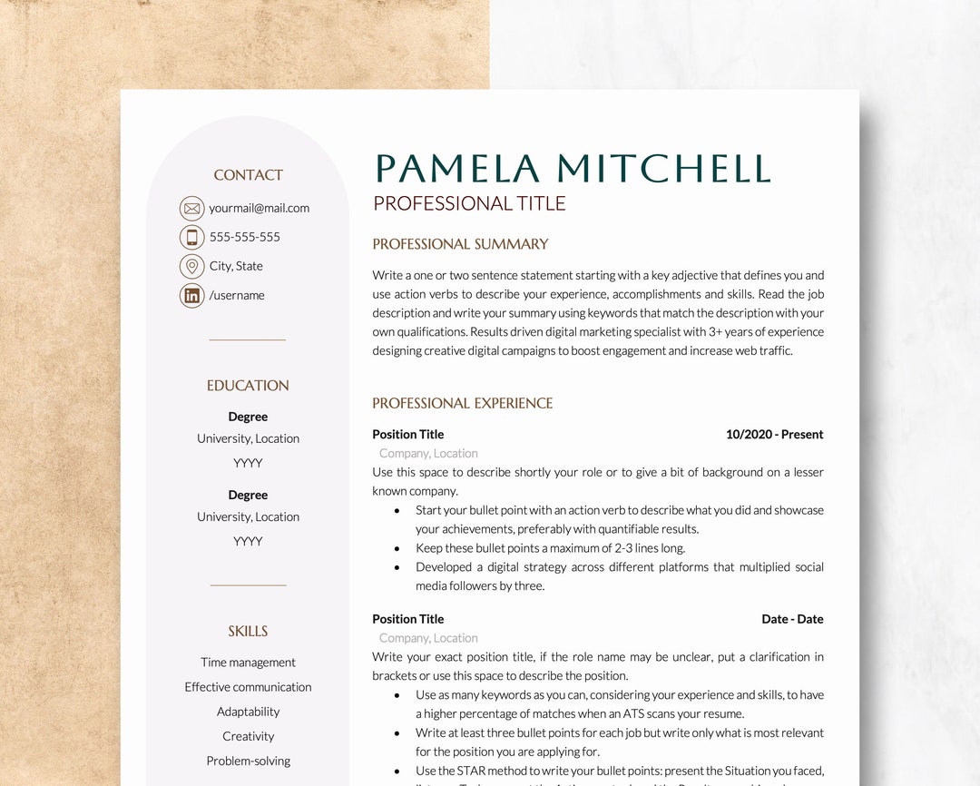 Modern Resume Template for Google Docs, Word & Pages, Resume and Cover ...
