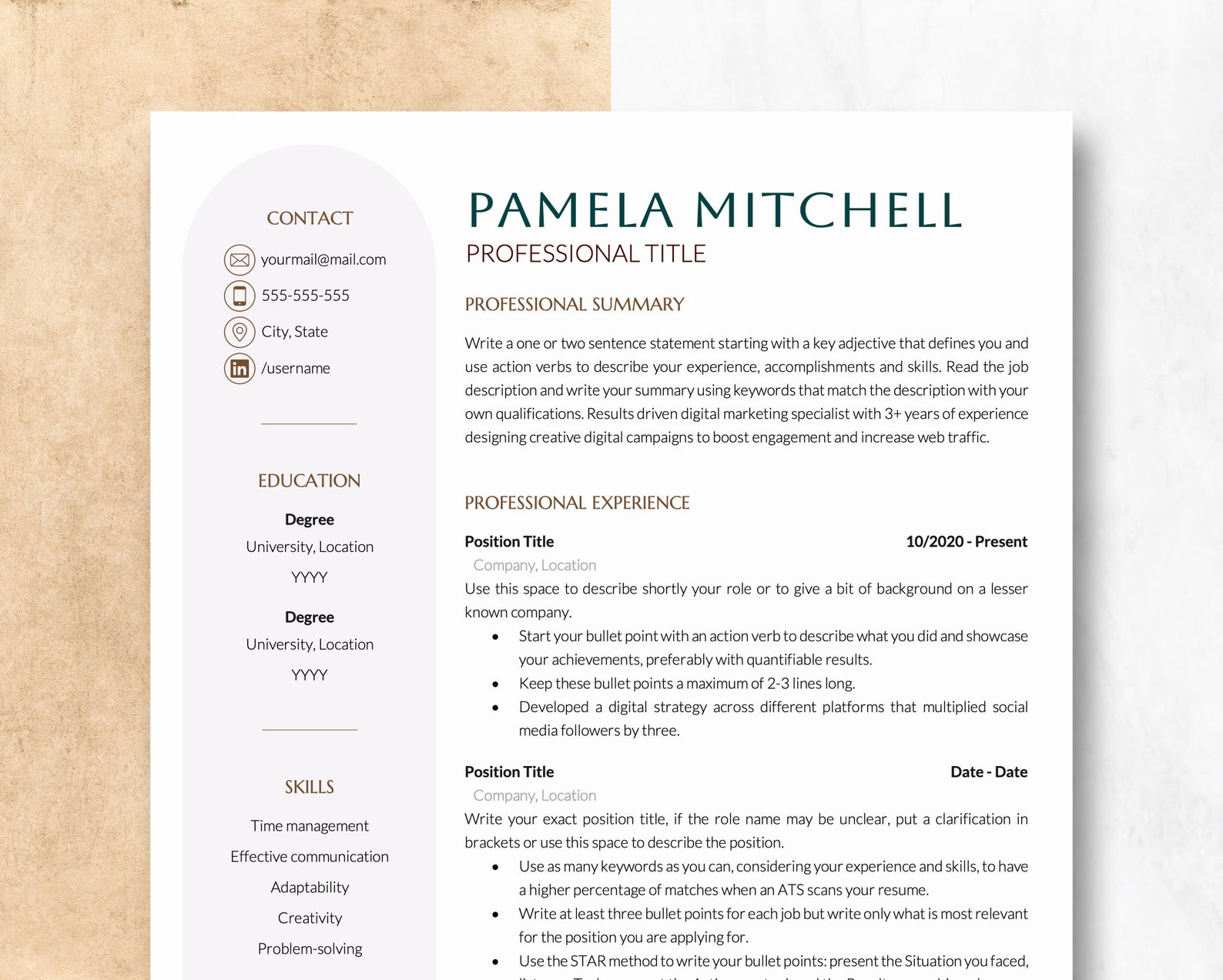 Modern Resume Template for Google Docs, Word & Pages, Resume and Cover ...