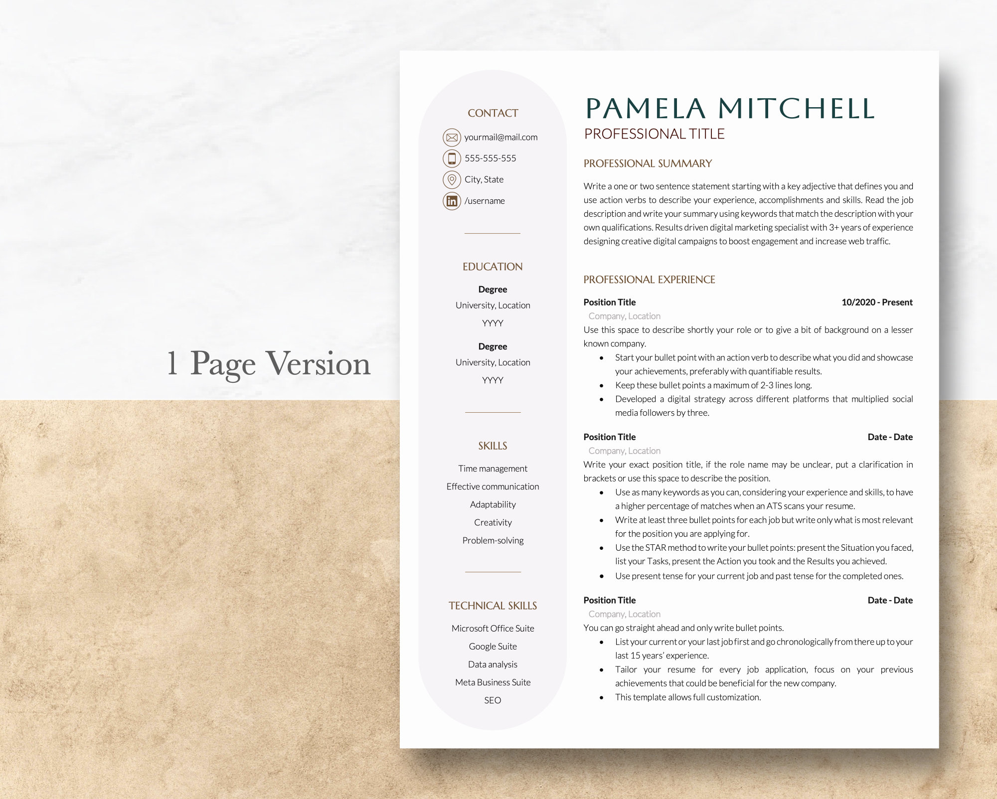 Modern Resume Template for Google Docs, Word & Pages, Resume and Cover ...