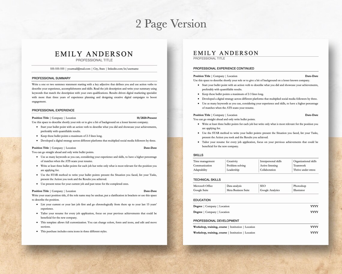 ATS Friendly Resume Template for Google Docs, Word & Pages, Resume and ...