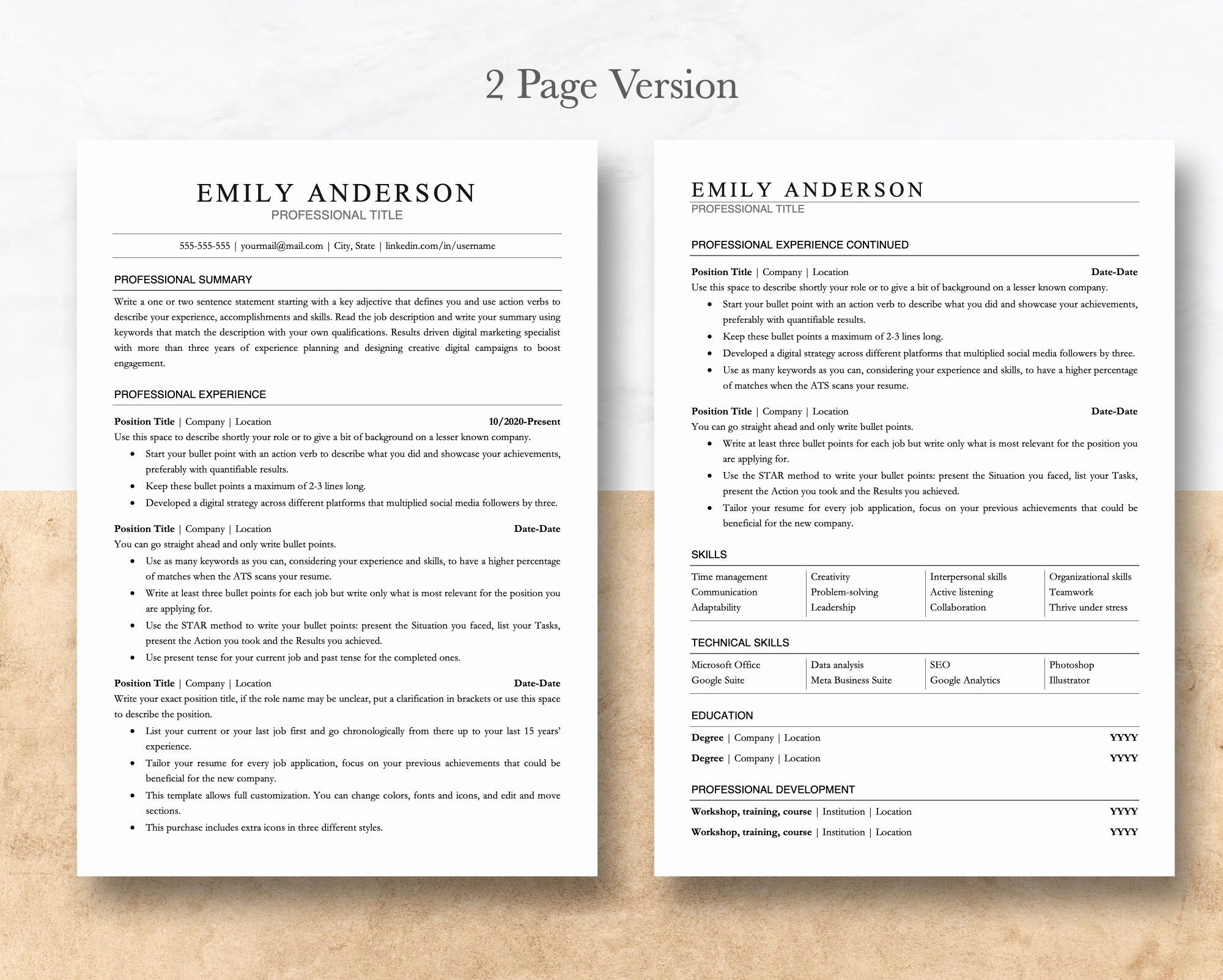 ATS Friendly Resume Template for Google Docs, Word & Pages, Resume and ...