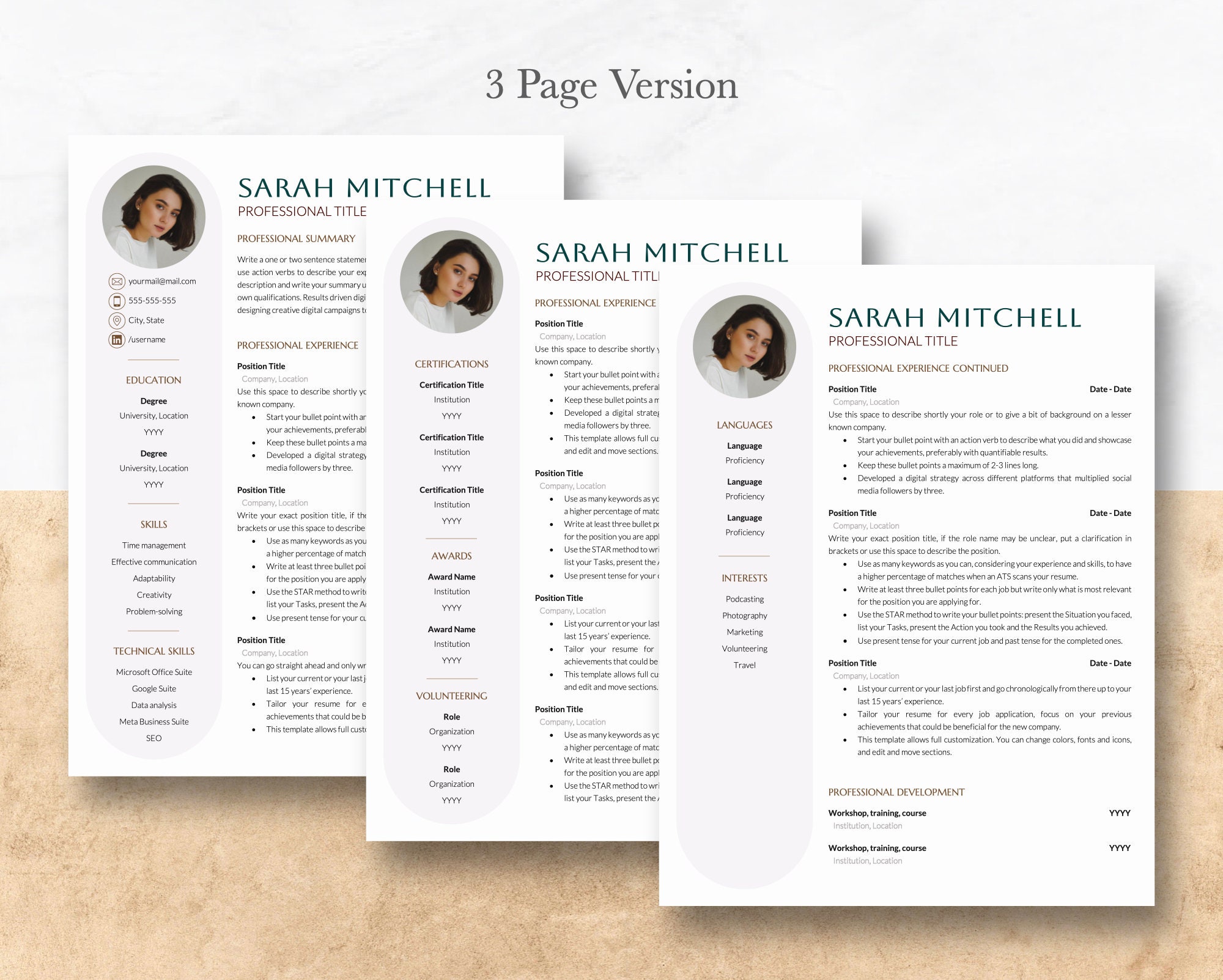 Modern Resume Template With Photo for Google Docs, Word & Pages, Resume ...