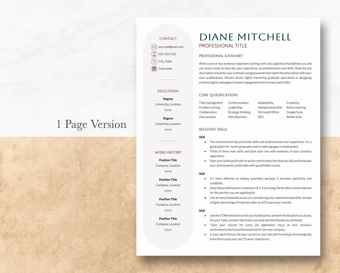 Functional Resume Template for Google Docs, Word & Pages, Resume and ...