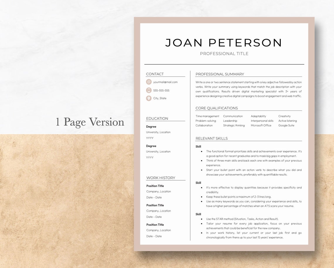 Functional Resume Template for Google Docs, Word & Pages, Resume and ...