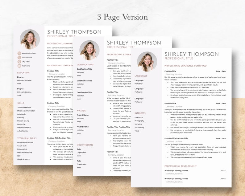 Modern Resume Template With Photo for Google Docs, Word & Pages, Resume ...