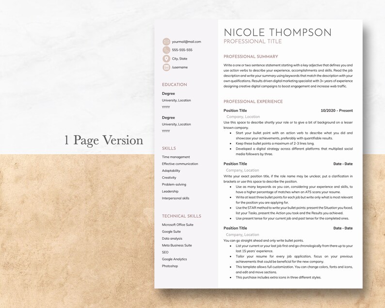 Modern Resume Template for Google Docs, Word & Pages, Resume and Cover ...