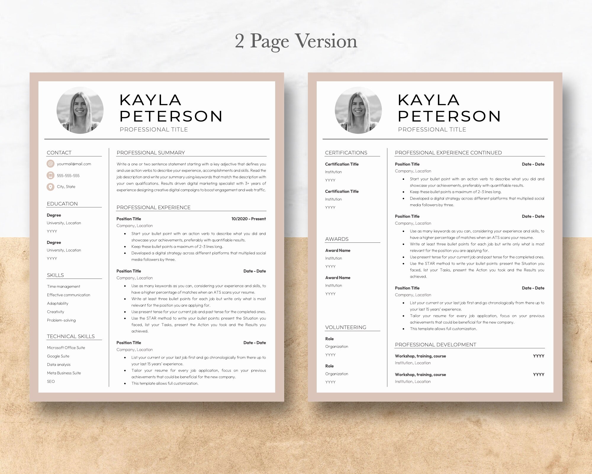 Creative Resume Template With Photo for Google Docs, Word & Pages ...