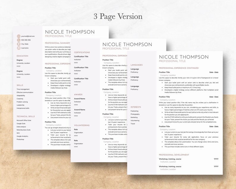 Modern Resume Template for Google Docs, Word & Pages, Resume and Cover Letter Template, Simple ...
