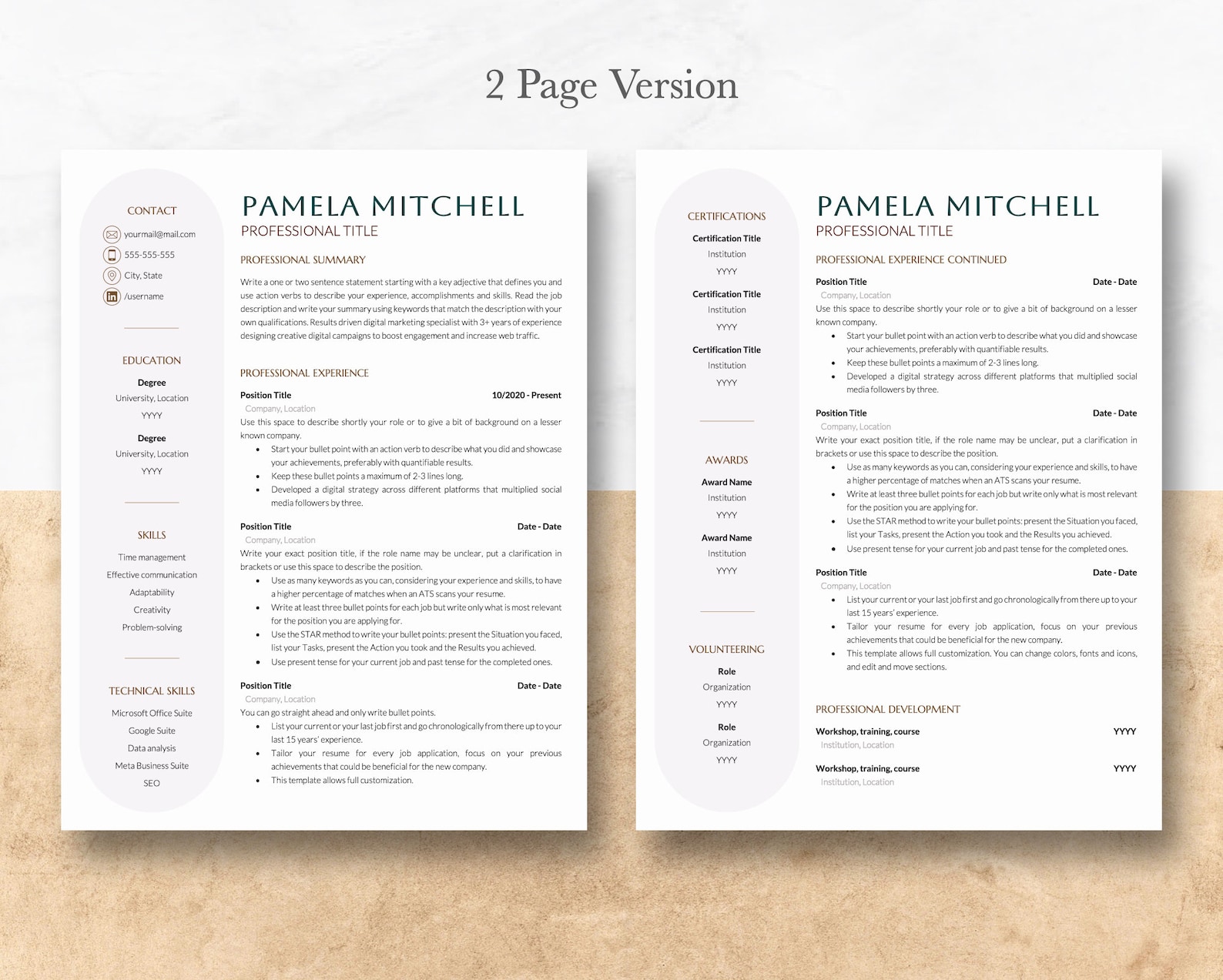 Modern Resume Template for Google Docs, Word & Pages, Resume and Cover ...