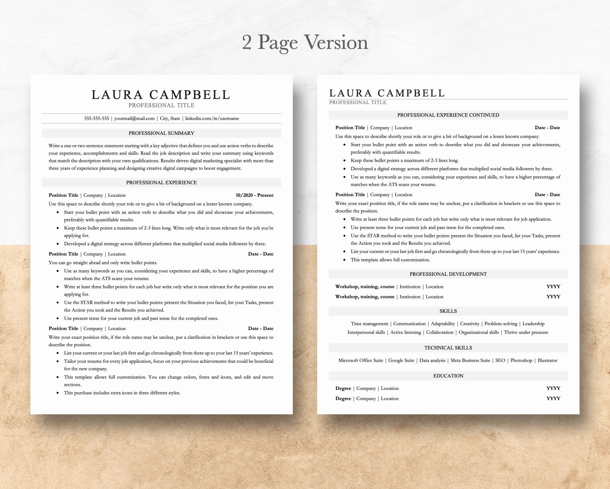 ATS Friendly Resume Template for Google Docs, Word & Pages, Resume and ...