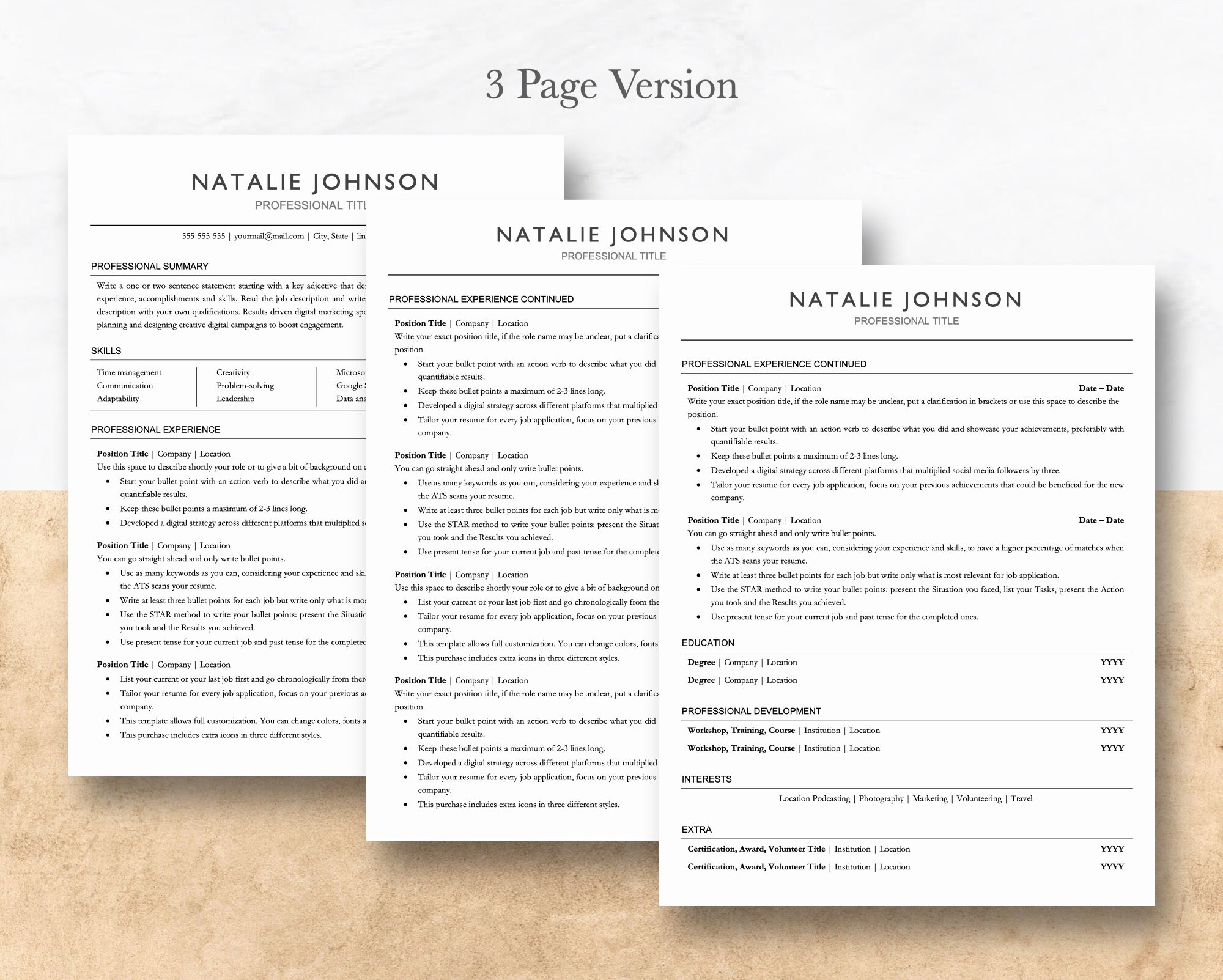 ATS Friendly Resume Template for Google Docs, Word & Pages, Resume and ...