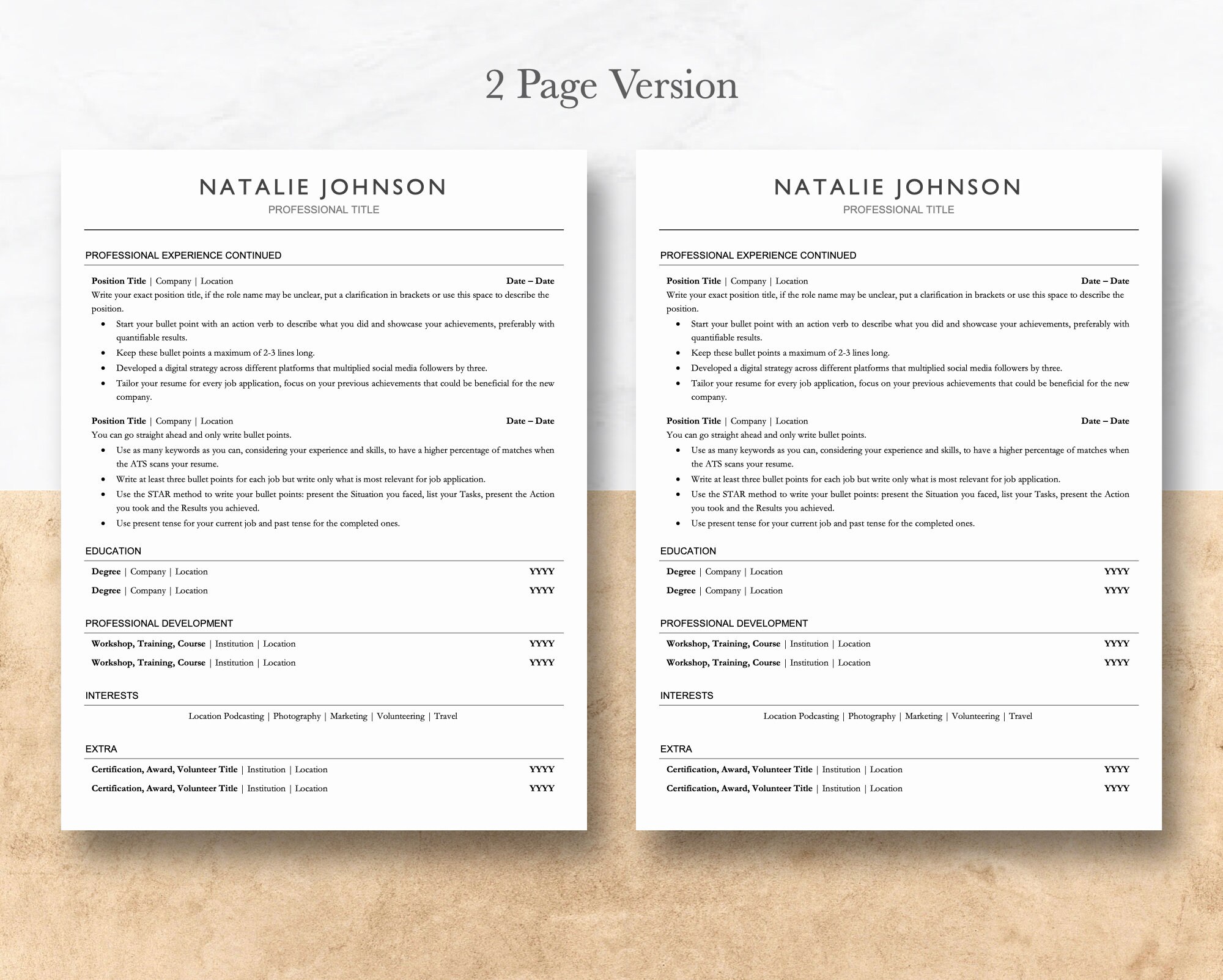 ATS Friendly Resume Template for Google Docs, Word & Pages, Resume and ...