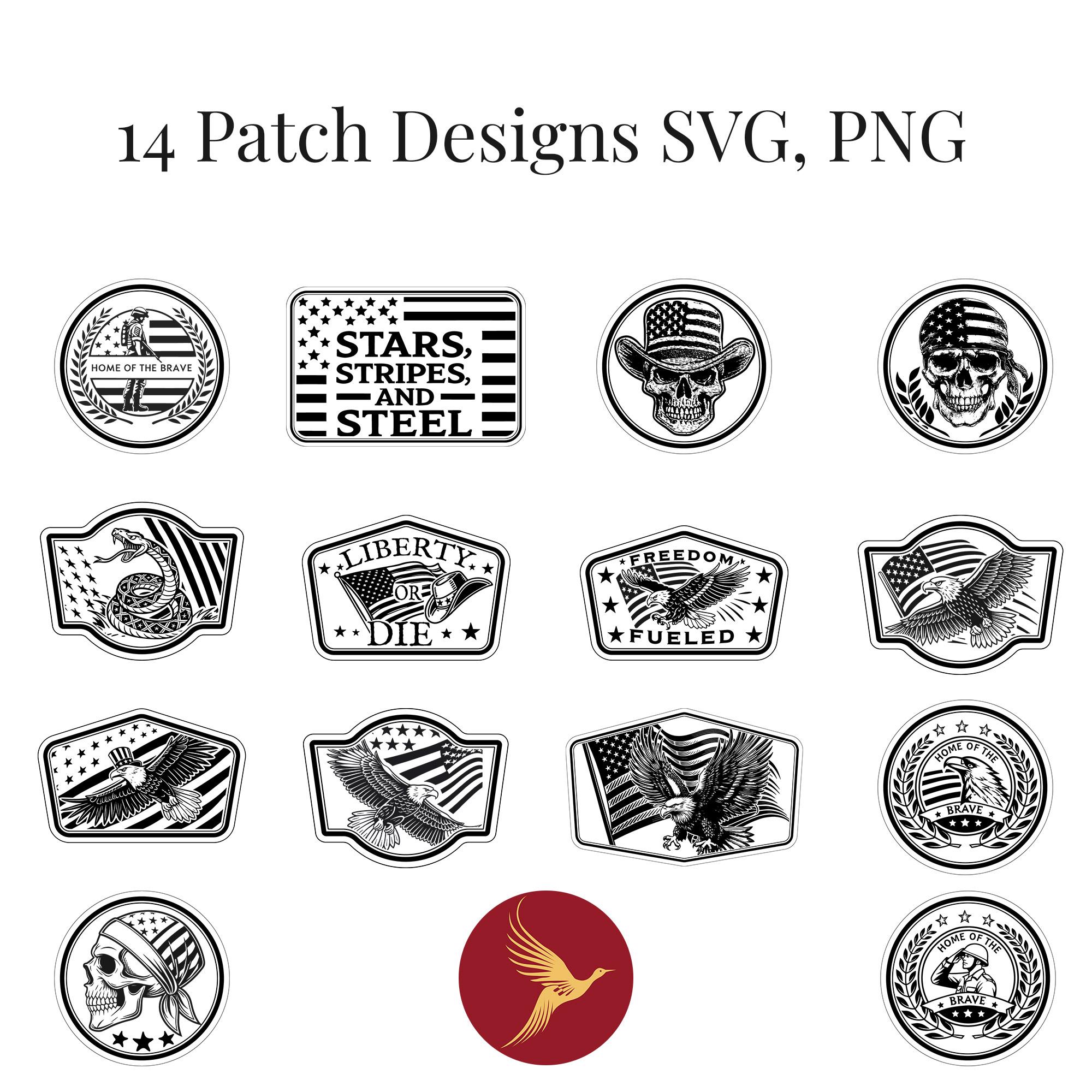 Patriotic Hat Patch Bundle SVG, PNG, Laser Leather Patch Files, Leather ...