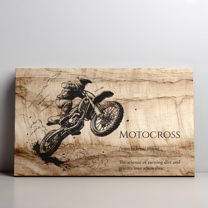 Motocross Definition, Cutting Board SVG PNG, Lightburn Laser, Wood Sign ...