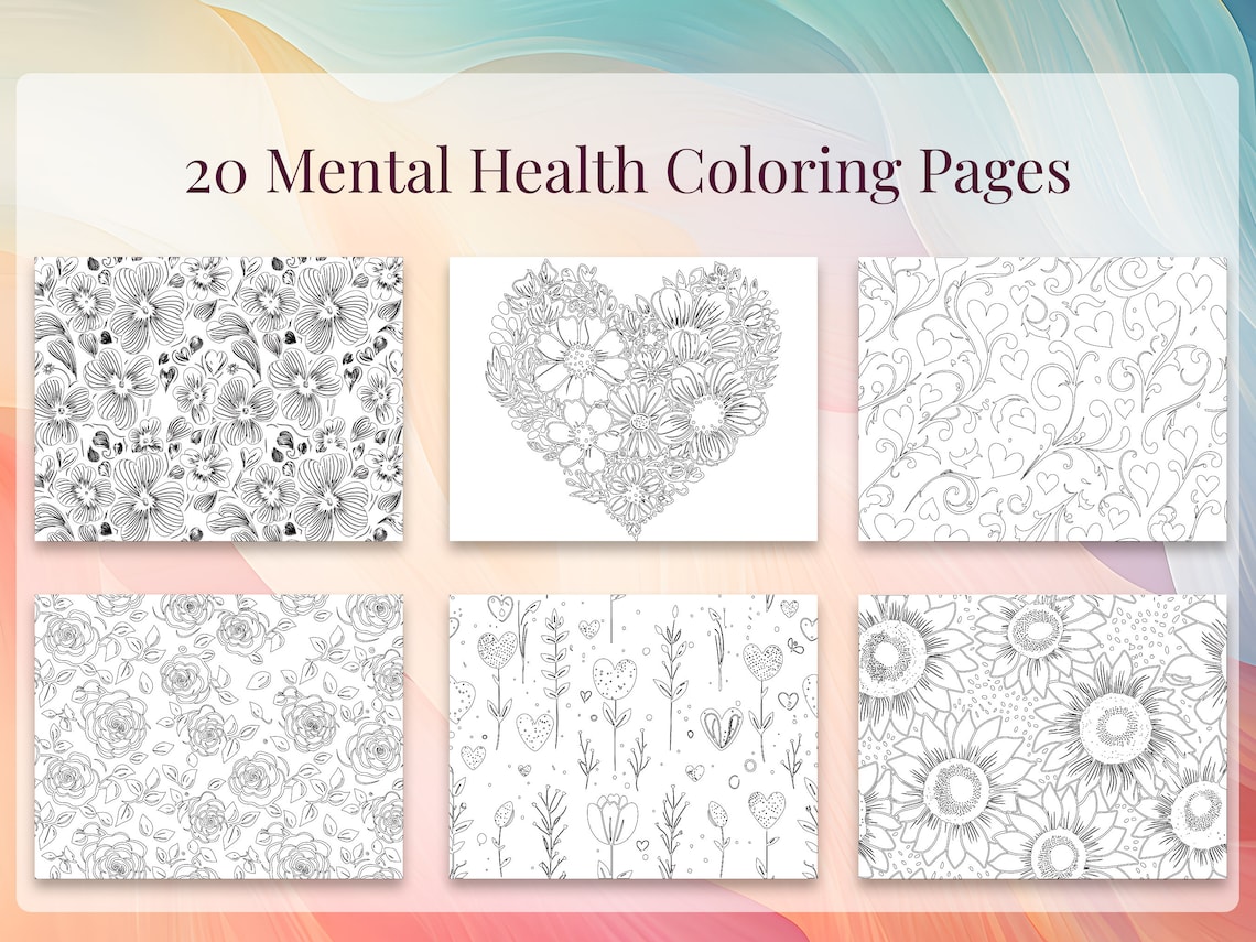 20 Adult and Teens Coloring Pages Mental Health and Relaxation ...