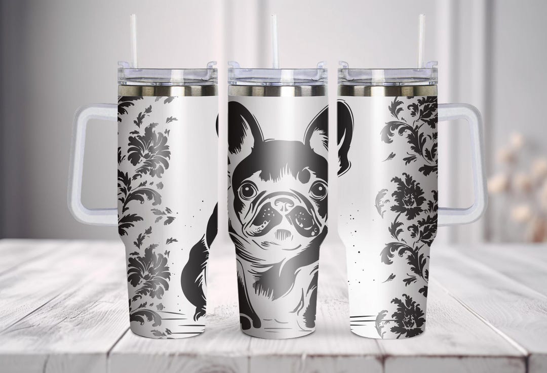 Frenchie Tumbler Laser Svg, 40oz Tumbler Full Wrap Laser Svg, Laser ...