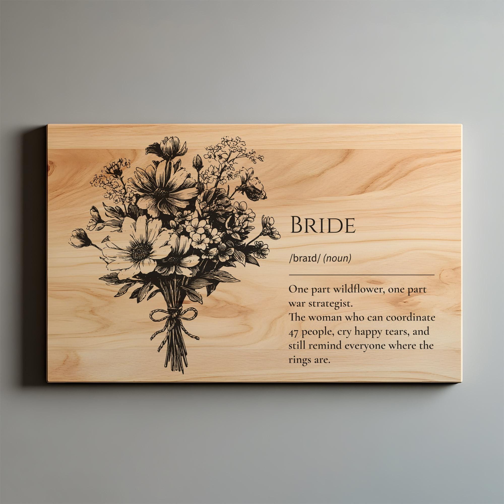 Bride Definition Charcuterie, Wedding Cutting Board Svg, Laser Engrave ...