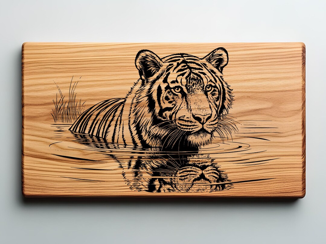 Swimming Tiger SVG, PNG Charcuterie, Cutting Board, Laser Engrave Svg ...